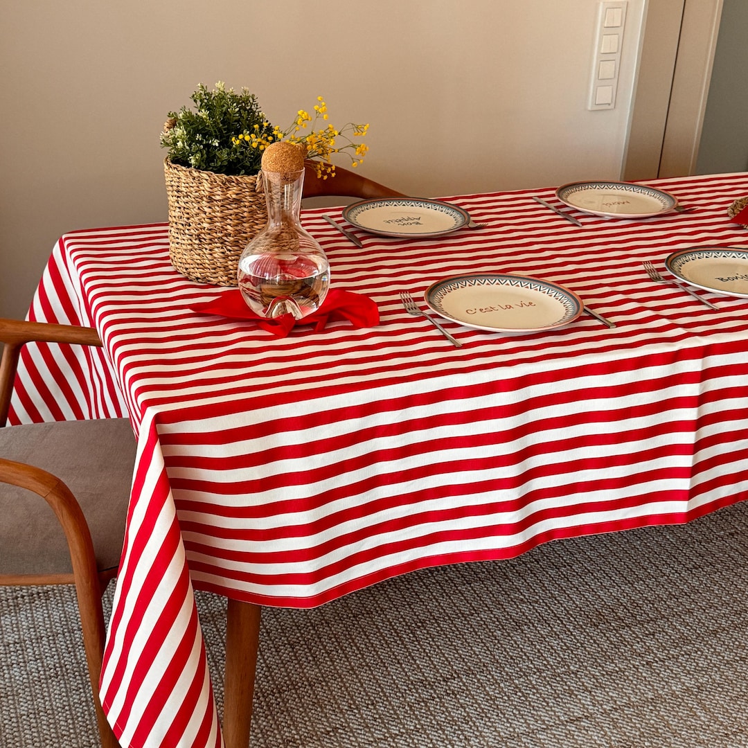 Striped Linen Table Cloth for Events,parties,weddings,spill-proof ...