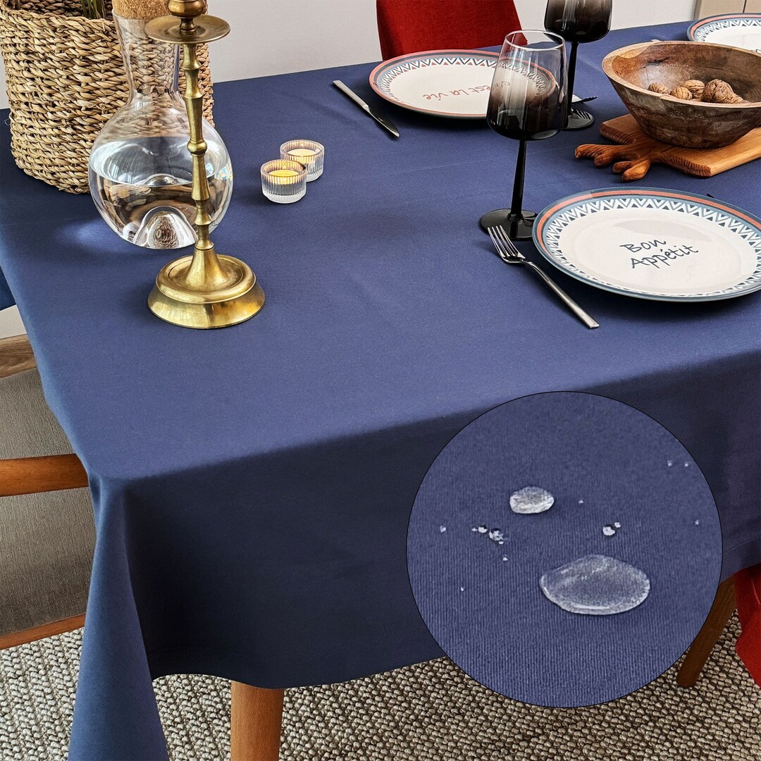 Stonewashed Linen Table Cloth in Navy Blue,round Option is Available ...