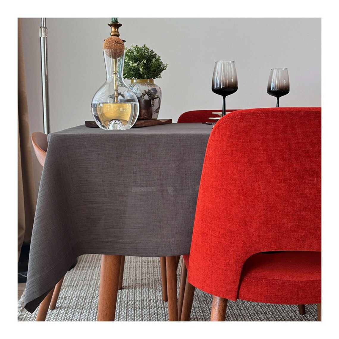 Linen Table Cloth in Anthracite Color,dark Gray,luxury Table Decoration ...