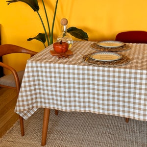 Brown Checkered Tablecloth,gingham Plaid Table Cloth, Custom Sizes ...