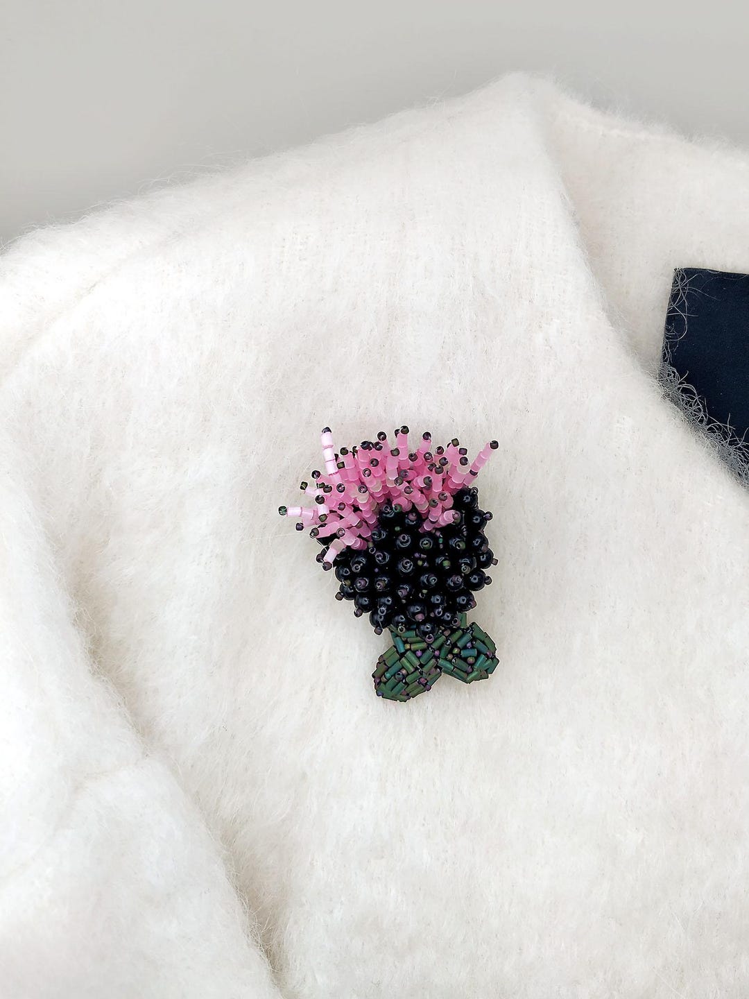 Handmade Brooch Flower Embroidered With Various Beads, Handmade ...