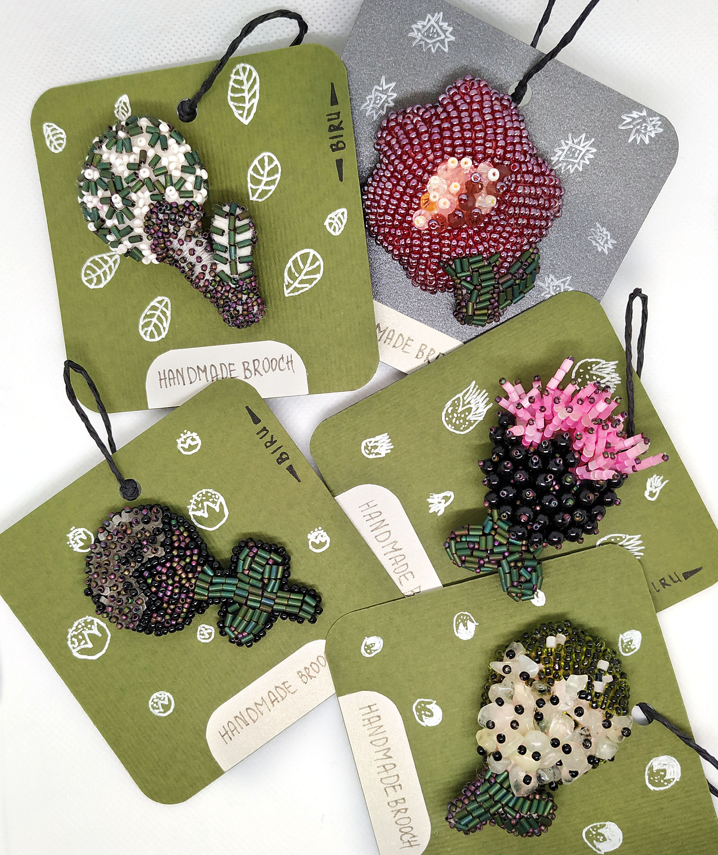 Handmade Brooch, Flower Embroidered With Various Beads, Jewellery ...