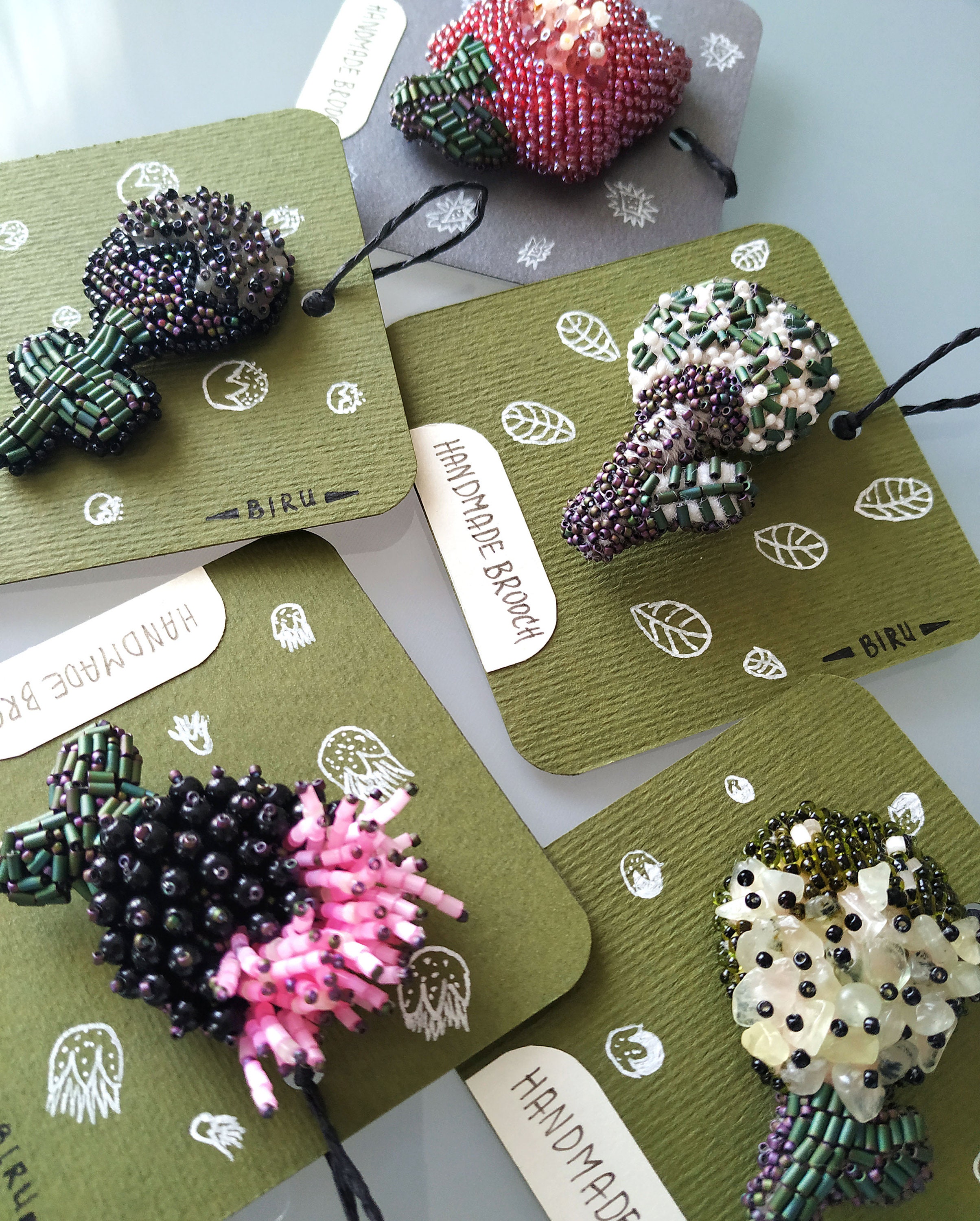 Handmade Brooch Flower Embroidered With Various Beads, Handmade ...