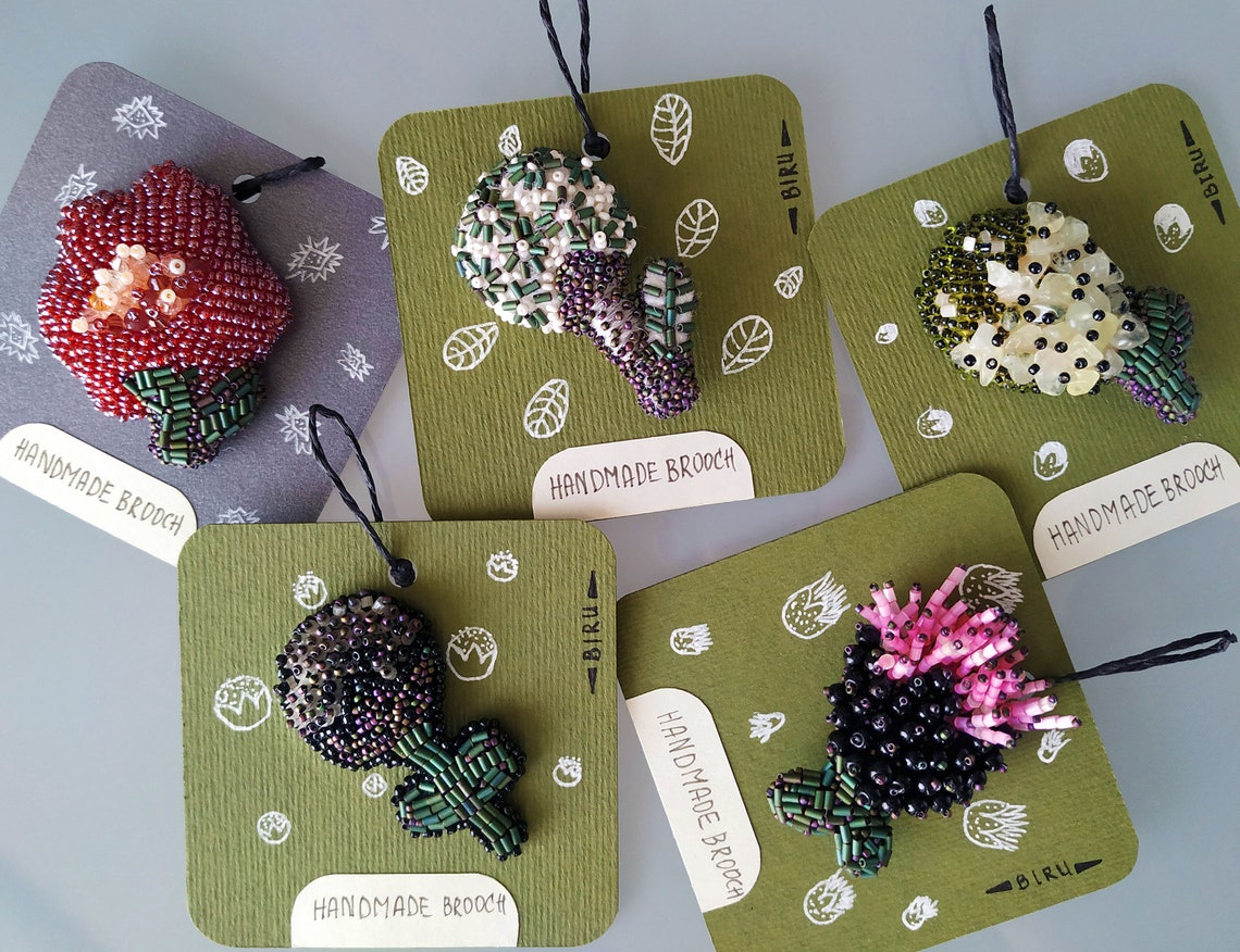 Handmade Brooch, Flower Embroidered With Various Beads, Jewellery ...