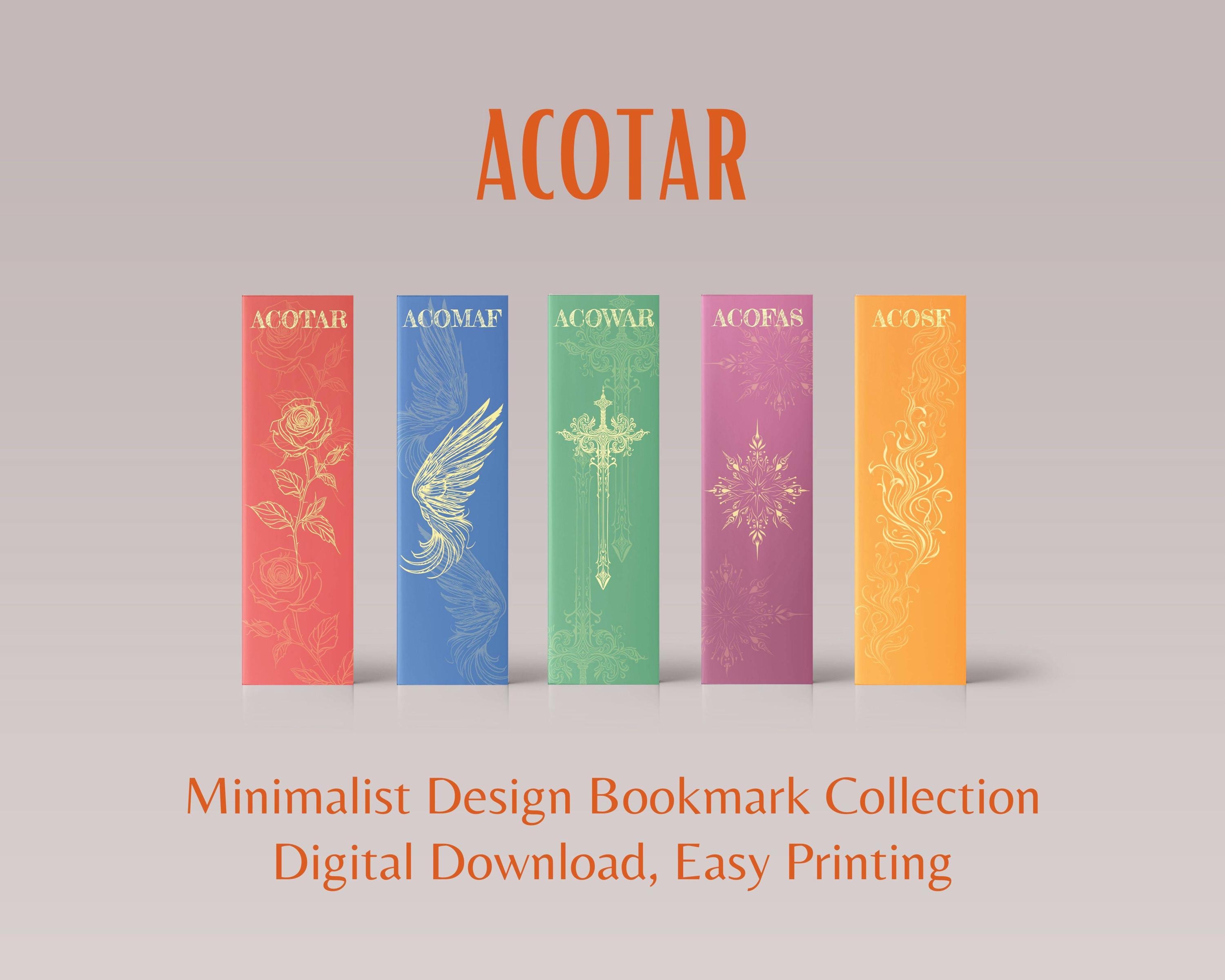 ACOTAR Minimalist Bookmark Set, Digital Download, Minimalist Design ...