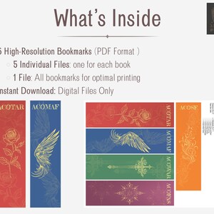 ACOTAR Minimalist Bookmark Set, Digital Download, Minimalist Design ...