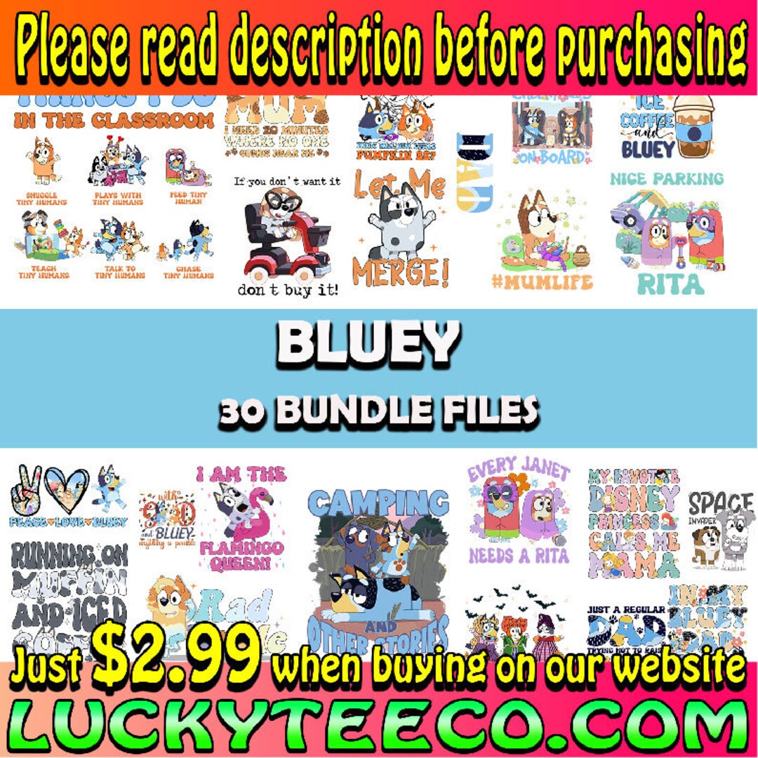 Bluey Birthday Bundle svg, Mega Blue Dog Svg Bundle, Blue Dog Birthday ...