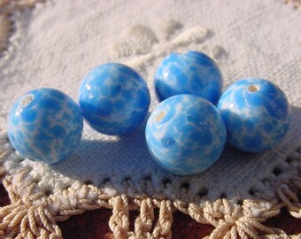 Azure Cerulean Spots Vintage Japanese Glass Beads | Etsy