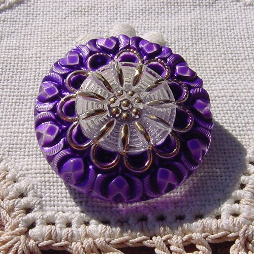 STUUNING Vintage Reversed Painted Button Colorful Charmstring | Etsy