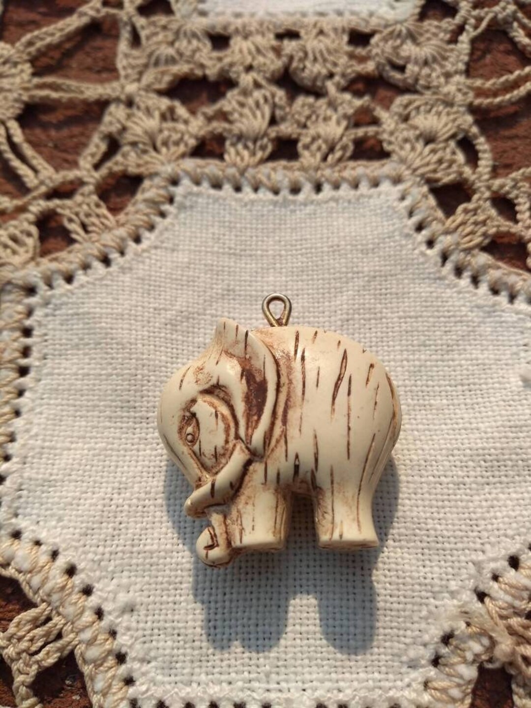 Ivorine or Bone Look Ethnic Elephant Vintage Lucite Charm Pendant - Etsy