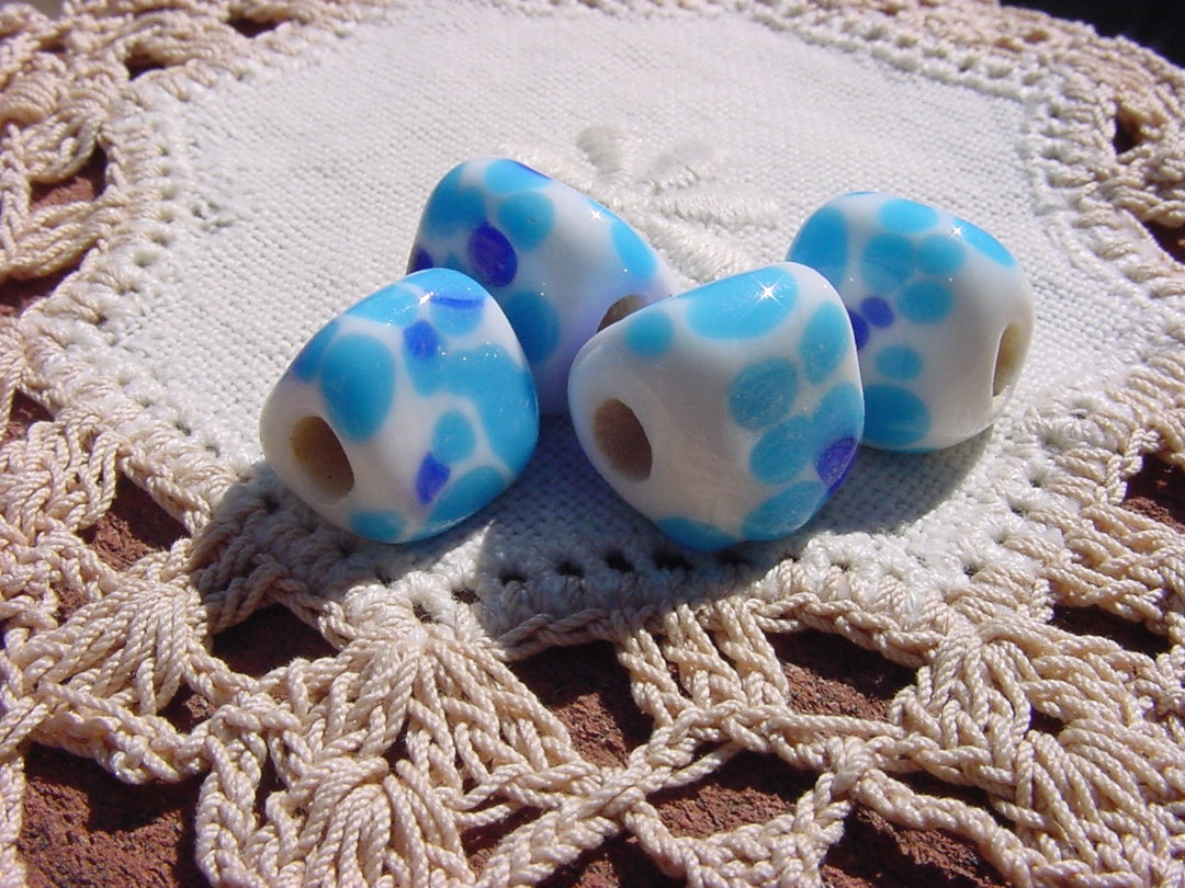 Azure Cerulean Spots Vintage Japanese Glass Beads - Etsy