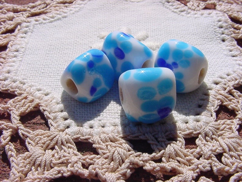 Azure Cerulean Spots Vintage Japanese Glass Beads | Etsy