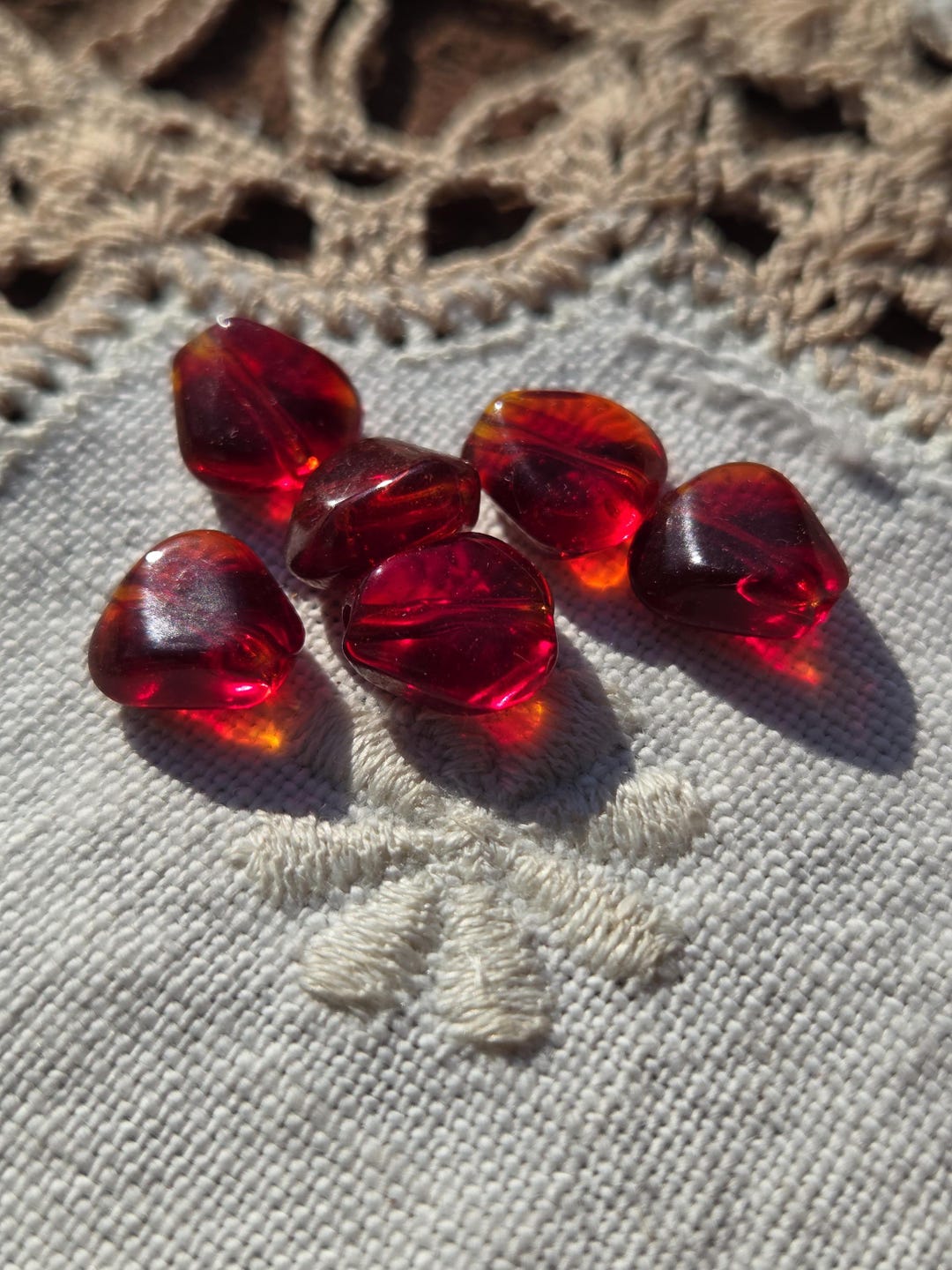 Lush Ruby or Garnet Crimson Red Nuggets Vintage Japanese Glass Beads - Etsy