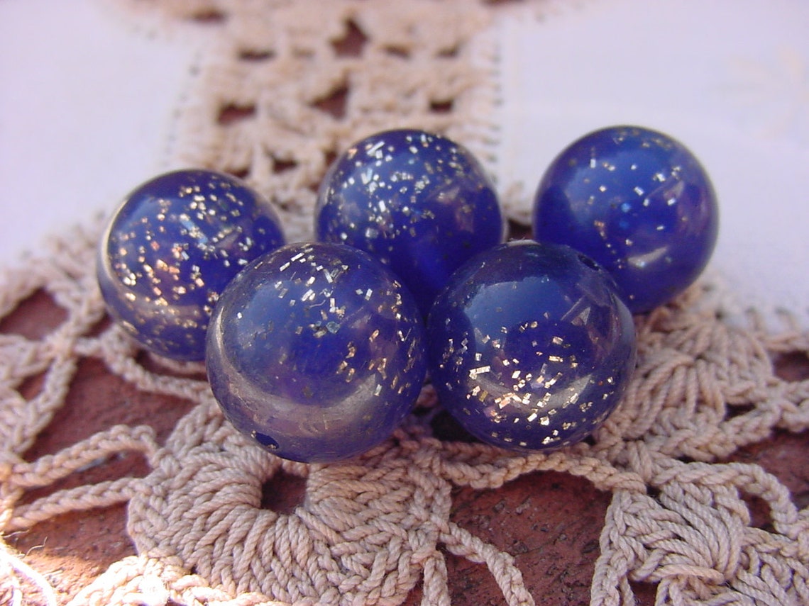 Midnight Blue Starlight Glitter Vintage Lucite Beads - Etsy
