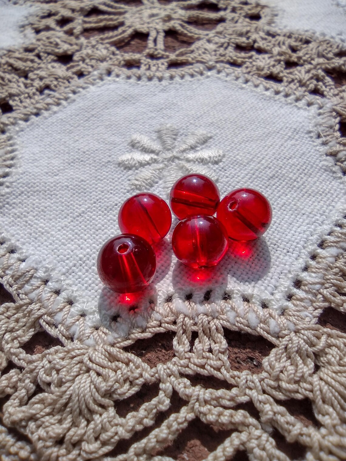 Garnet Red Ruby Red Deep Crimson Red Petite Spheres Vintage Lucite ...