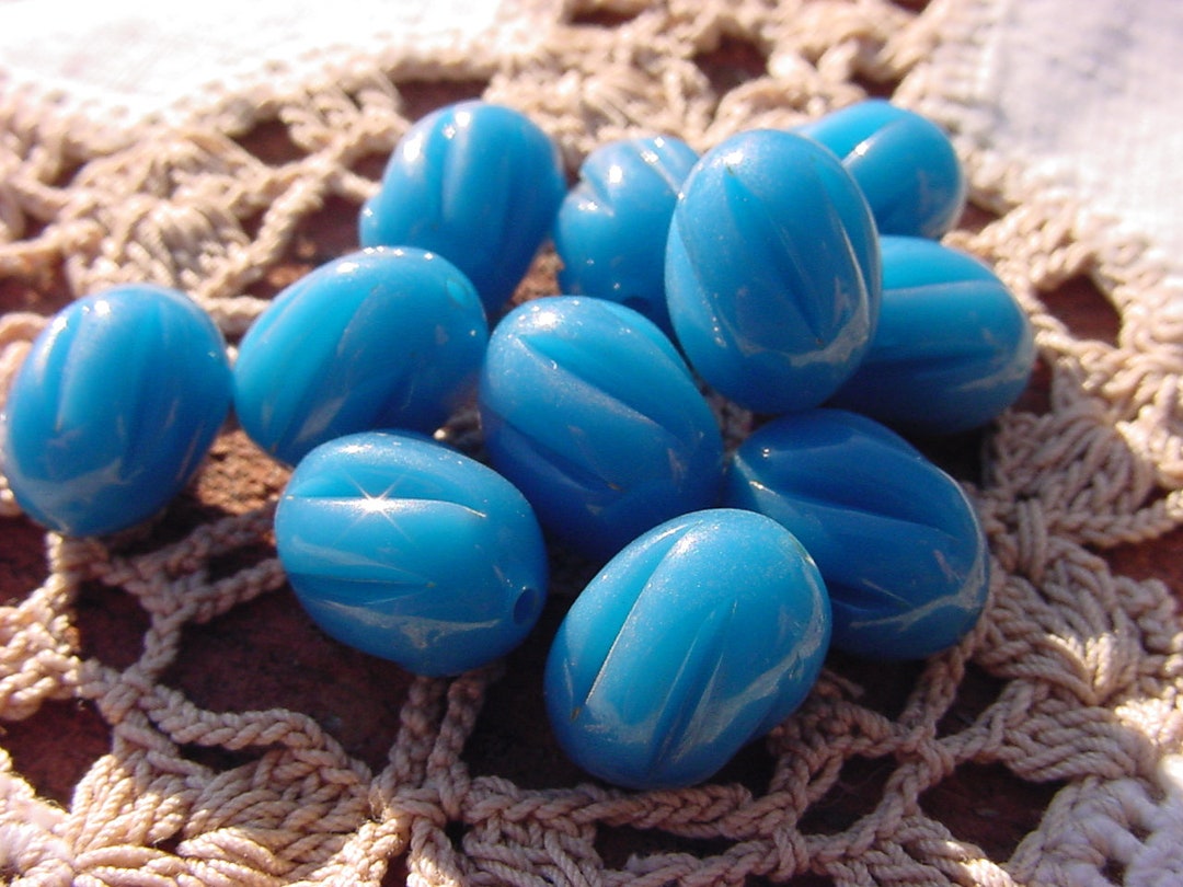 Azure Blue Bold Blue Turquoise Teal Blue Swirls Fluted Vintage Lucite ...