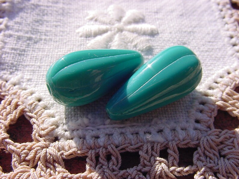 Deco Era Turquoise Vintage Style Fluted Glass Drops | Etsy