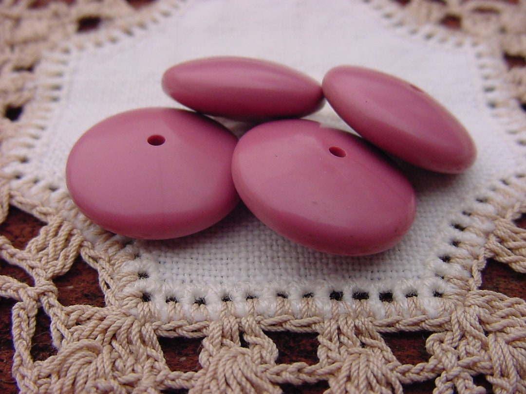 Dusty Rose Pink Velvet Smooth Rondelles Vintage Lucite Beads - Etsy
