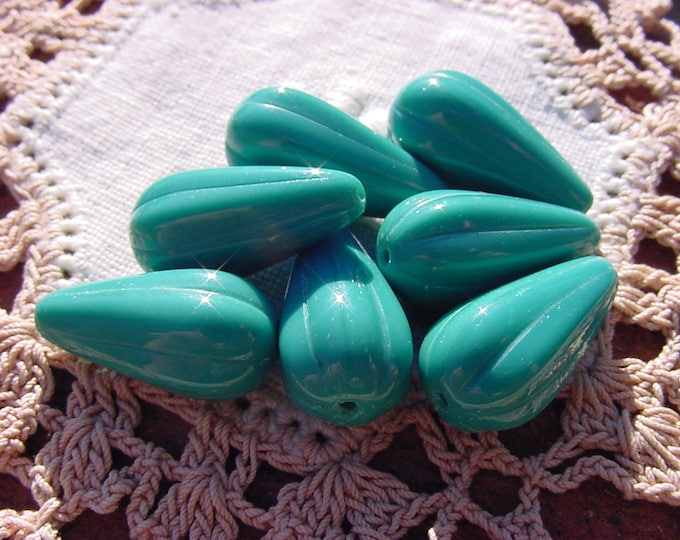 Deco Era Turquoise Vintage Style Fluted Glass Drops - Etsy