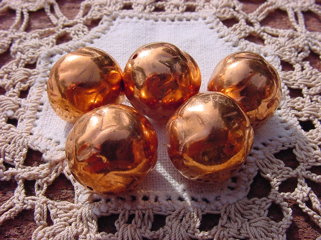 Shiny Copper Penny Copper Coated Baroque Vintage Lucite Beads - Etsy
