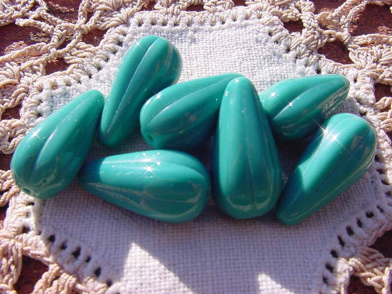 Deco Era Turquoise Vintage Style Fluted Glass Drops | Etsy