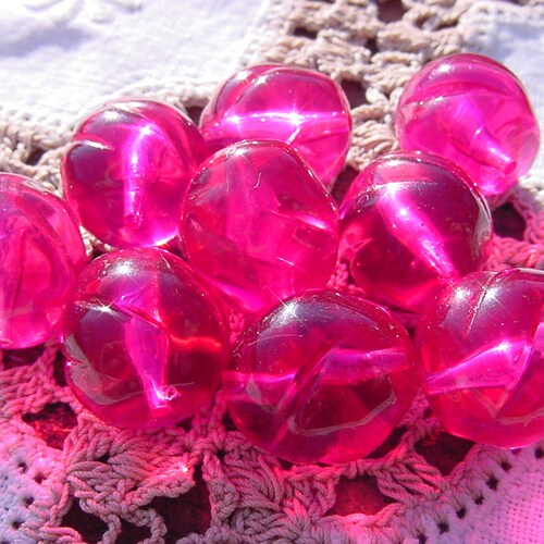 Neon Pink Punch Glowing Swirls Vintage Lucite Beads - Etsy