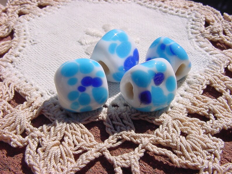 Azure Cerulean Spots Vintage Japanese Glass Beads - Etsy