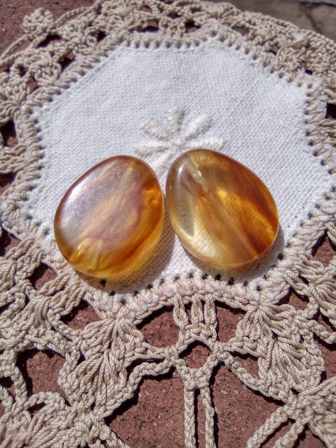 Buttery Caramel Amber Topaz Swirl Plump Drops Vintage Lucite Beads - Etsy