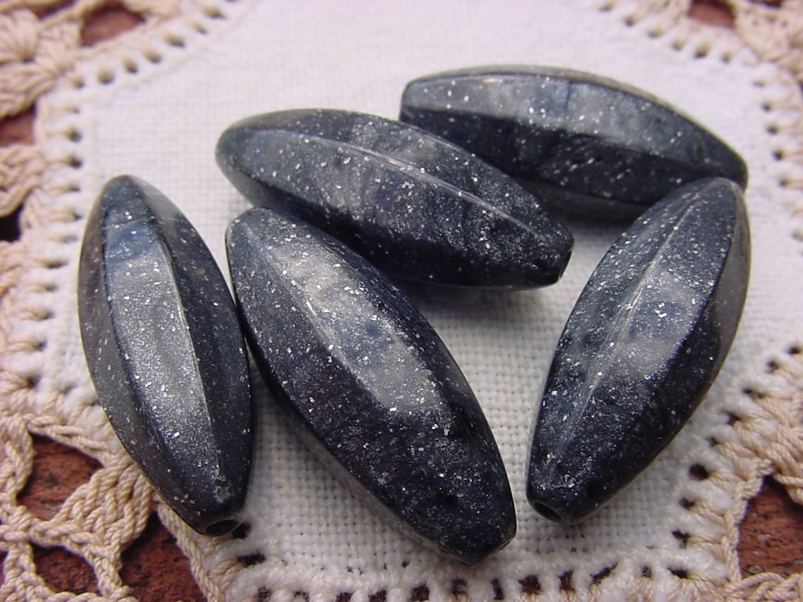 Metallic Graphite Granite XLG Vintage Lucite Beads - Etsy