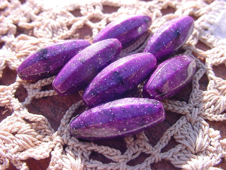 Metallic Grape Granite-like Tapered Vintage Lucite Beads - Etsy