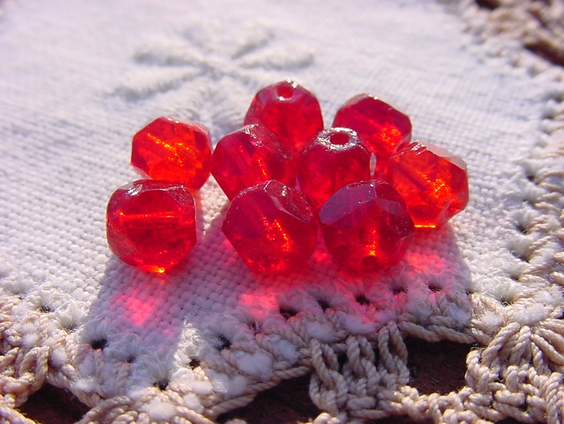 Vibrant Crimson Red English Cuts Vintage Glass Beads - Etsy