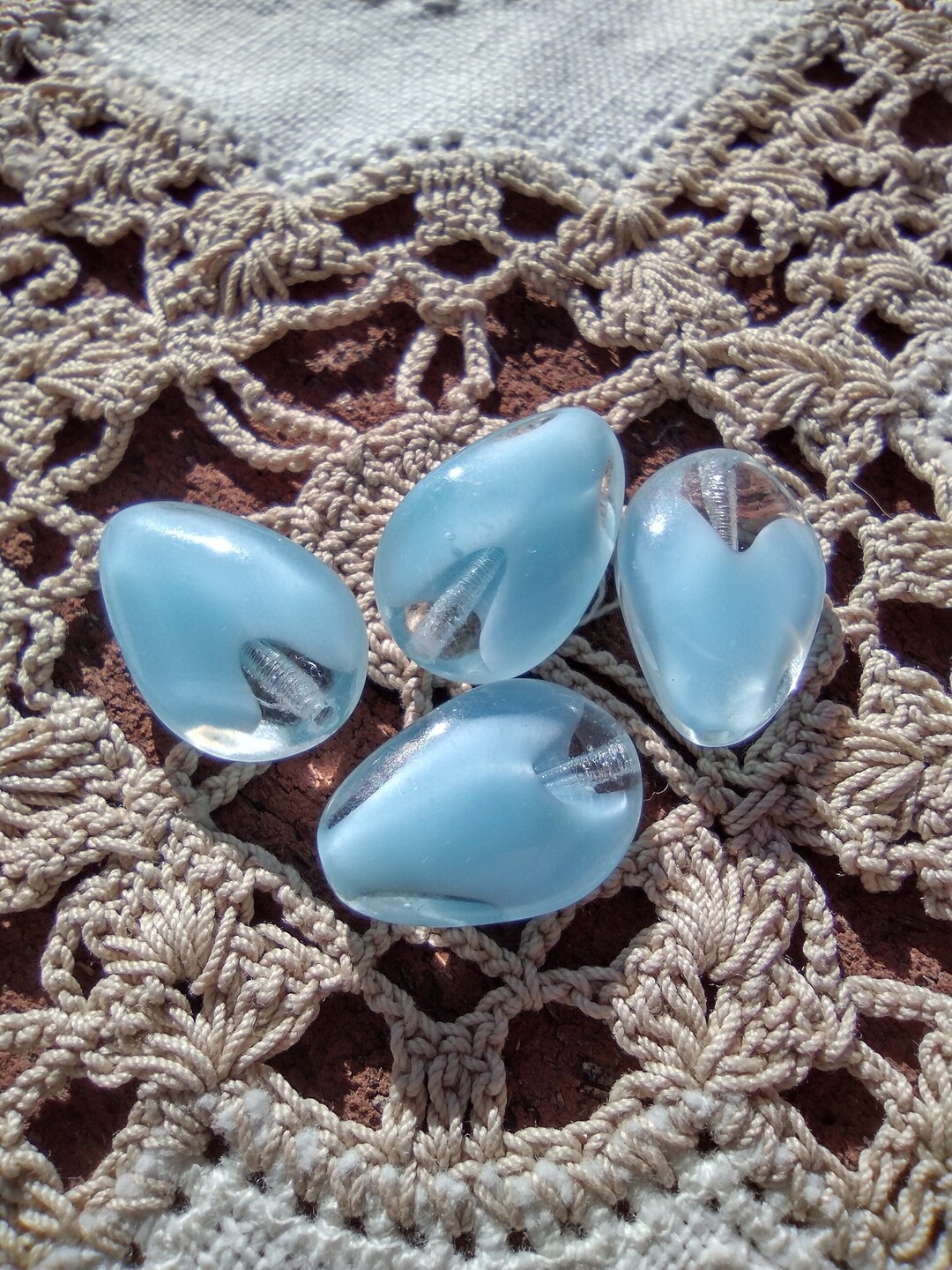 Baby Blue Spring Sky Blue Givre Drops Vintage West German Glass Beads ...