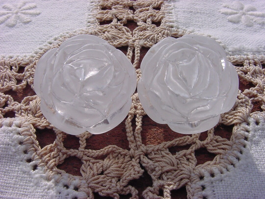 Frosted Crystalline Roses Vintage Lucite Focal Beads - Etsy