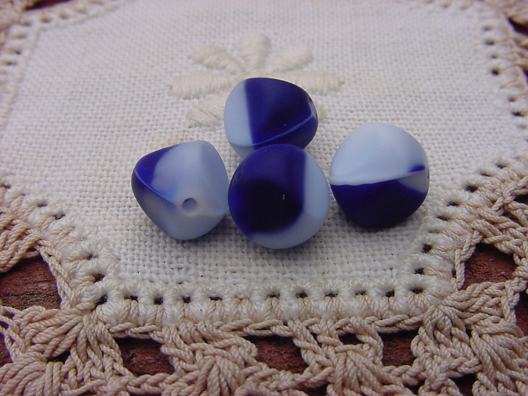 Periwinkle Indigo Matte Powder Blue Navy Blue Baroque Vintage Glass ...