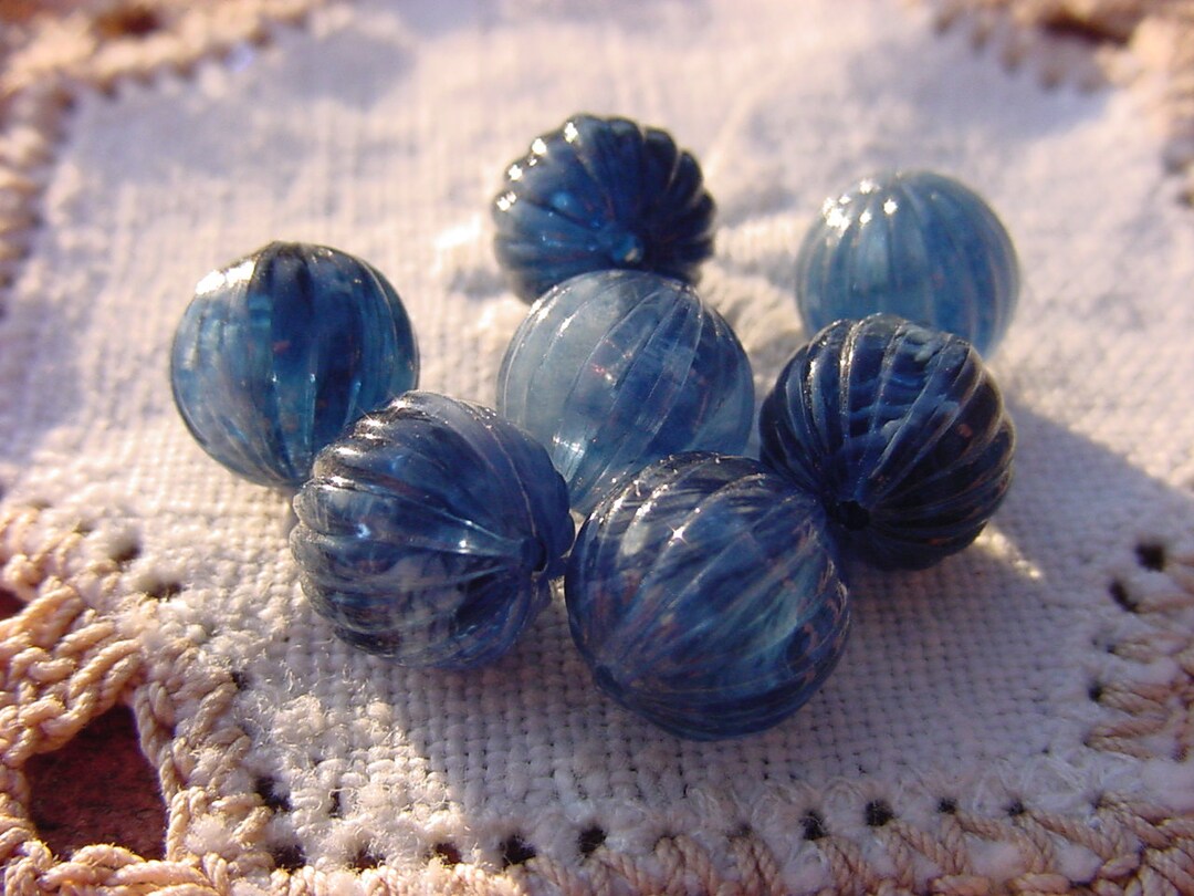 Mini Teal Blue Marbled Fluted 10mm Vintage Lucite Beads - Etsy