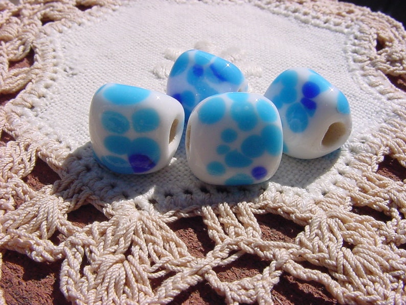 Azure Cerulean Spots Vintage Japanese Glass Beads | Etsy