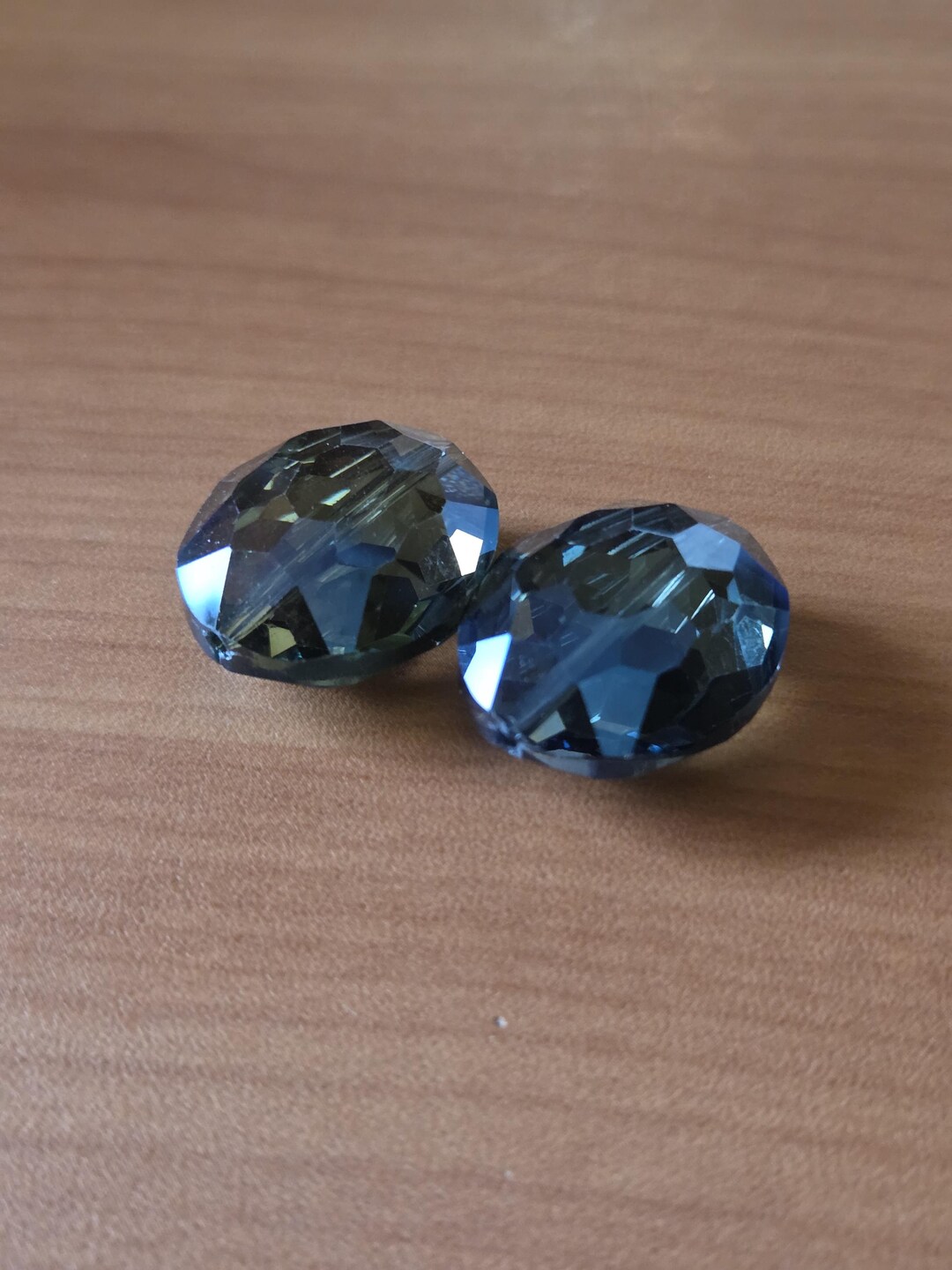 Peacock Finish Mystic Topaz Look Blue Grey XLG Faceted Vintage Czech ...