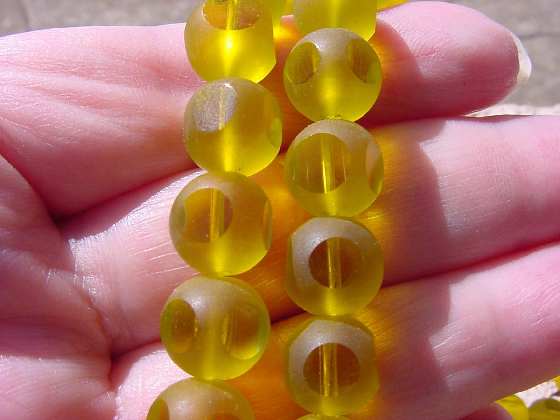 Golden Chartreuse Olivine Frosted RARE Table Cut Vintage Glass Window ...