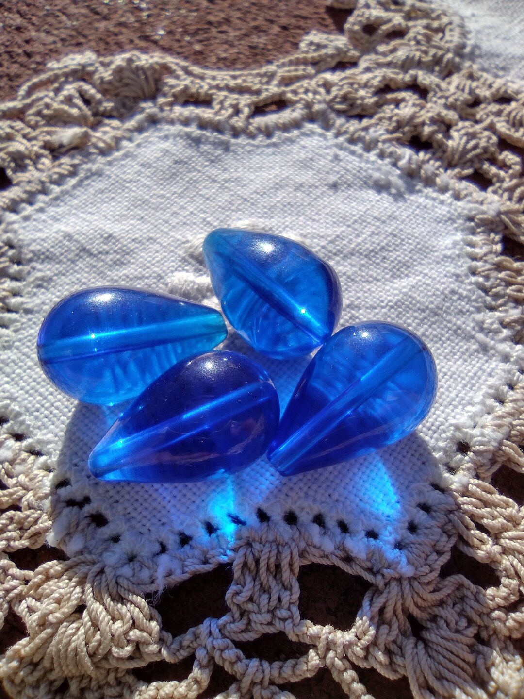 Deep Sapphire Blue Royal Blue Cobalt Blue Vintage Lucite Drop Beads - Etsy