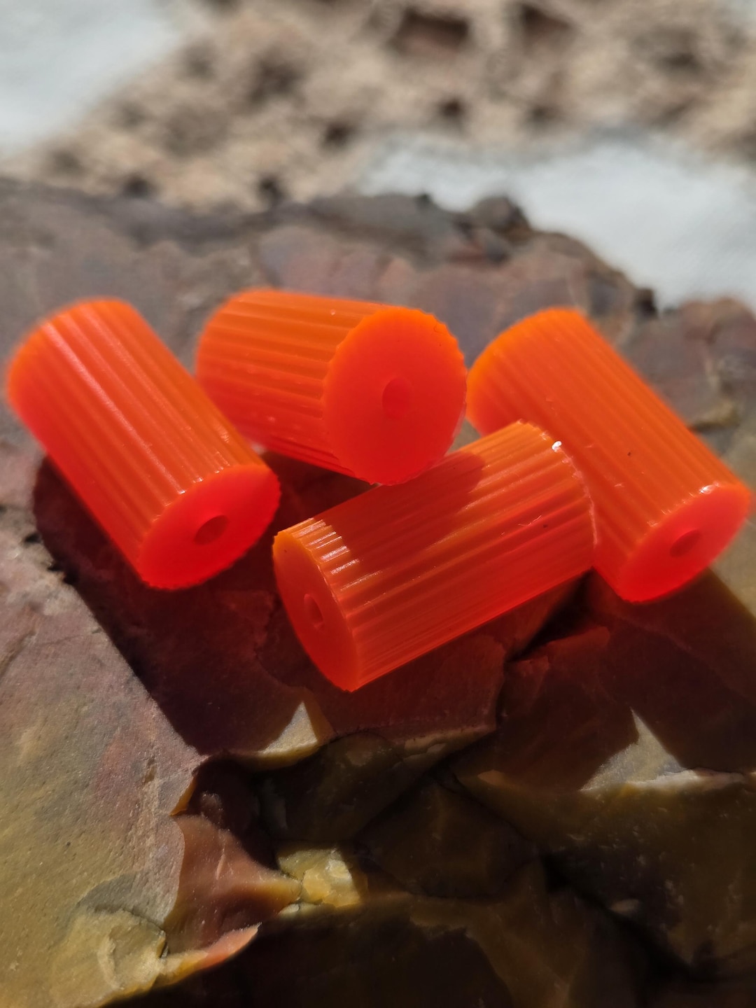 Dayglo Neon Orange Pink Tangerine Fluted Cylinder Tubes Vintage Lucite ...