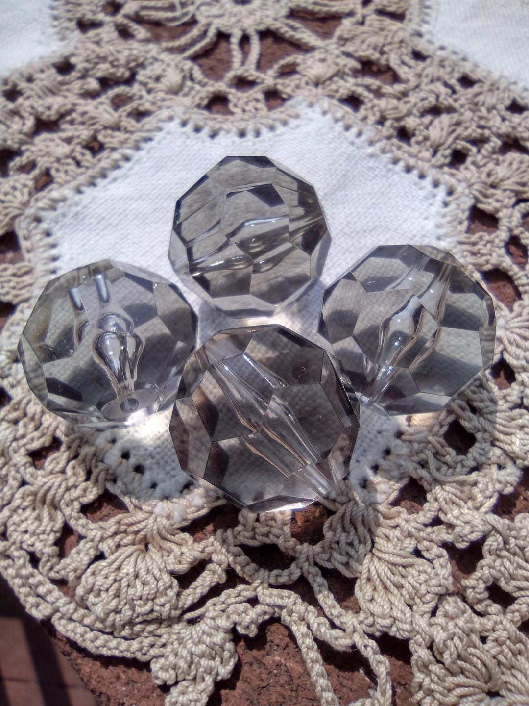 Smoky Grey Topaz London Fog Grey Sparkle XLG Facets Vintage Lucite ...