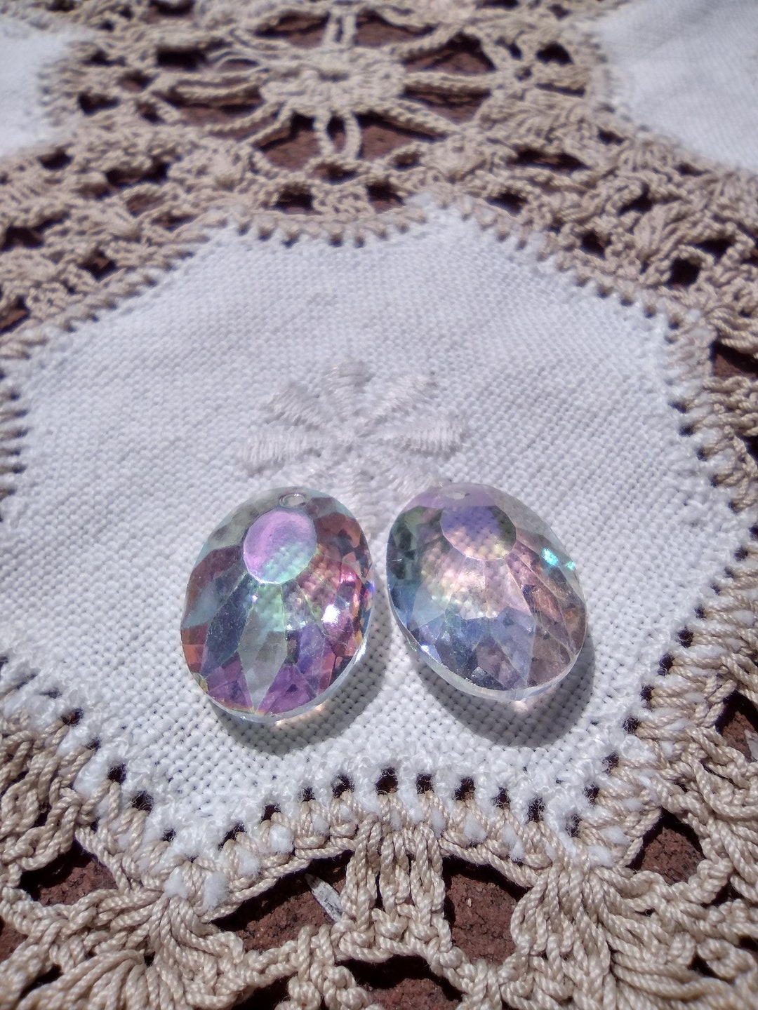 Crystal AB Crystalline Drops Vintage West German Crystal Glass Beads ...