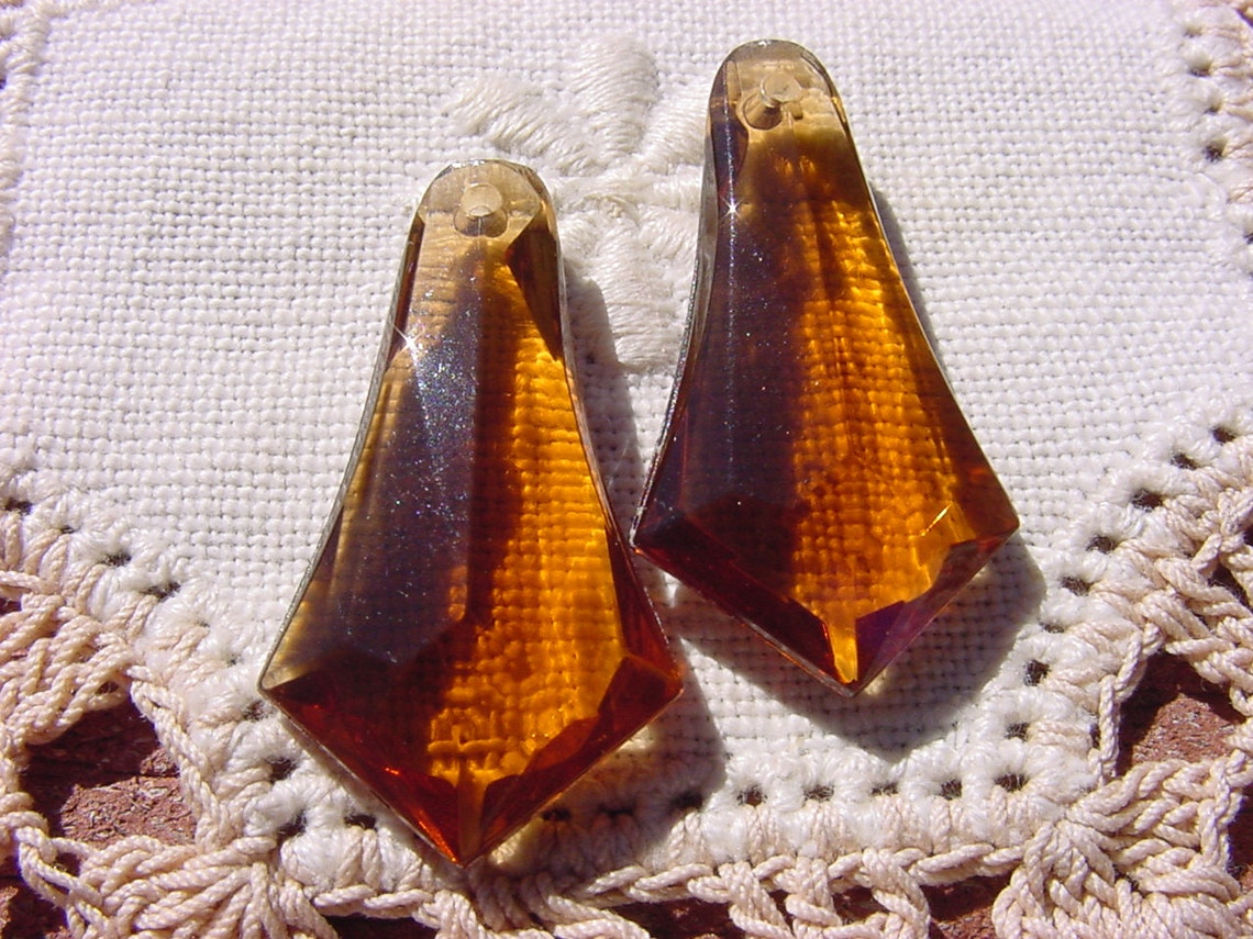 Rich Topaz Tapered Prism Drops Vintage Lucite Pendants - Etsy