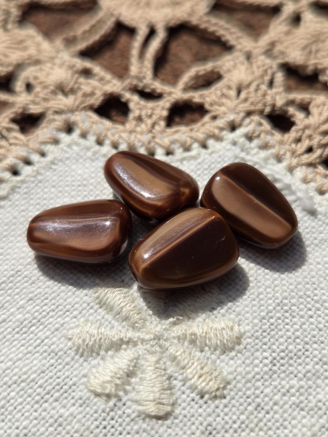 Mocha Brown Satin Moonglow Raised Median Cocoa Brown Vintage West ...