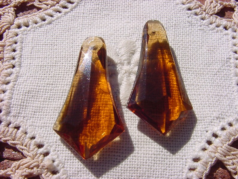 Rich Topaz Tapered Prism Drops Vintage Lucite Pendants - Etsy