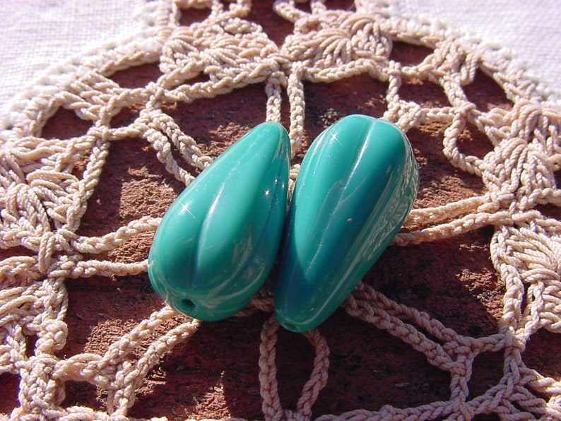 Deco Era Turquoise Vintage Style Fluted Glass Drops | Etsy