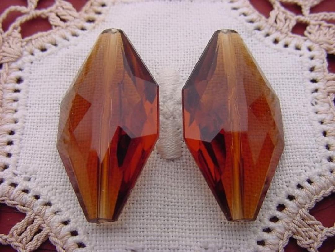 Rich Topaz Golden Brown Elegant Diamond Shape Vintage Lucite Beads - Etsy