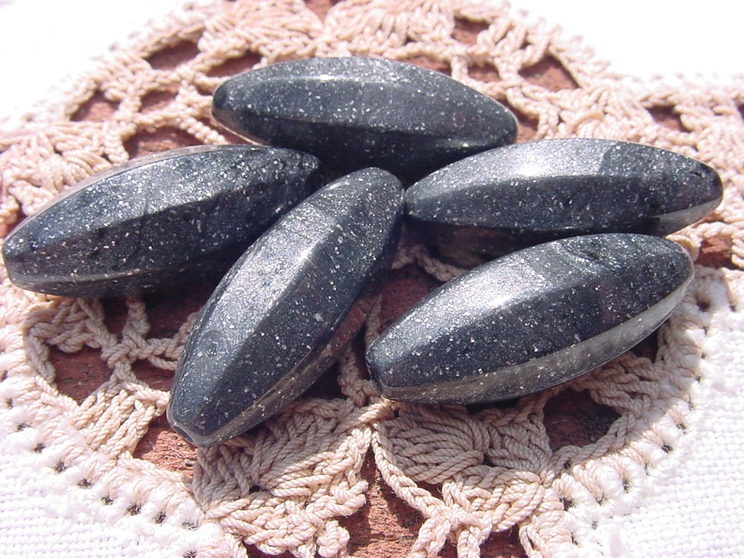 Metallic Graphite Granite XLG Vintage Lucite Beads - Etsy