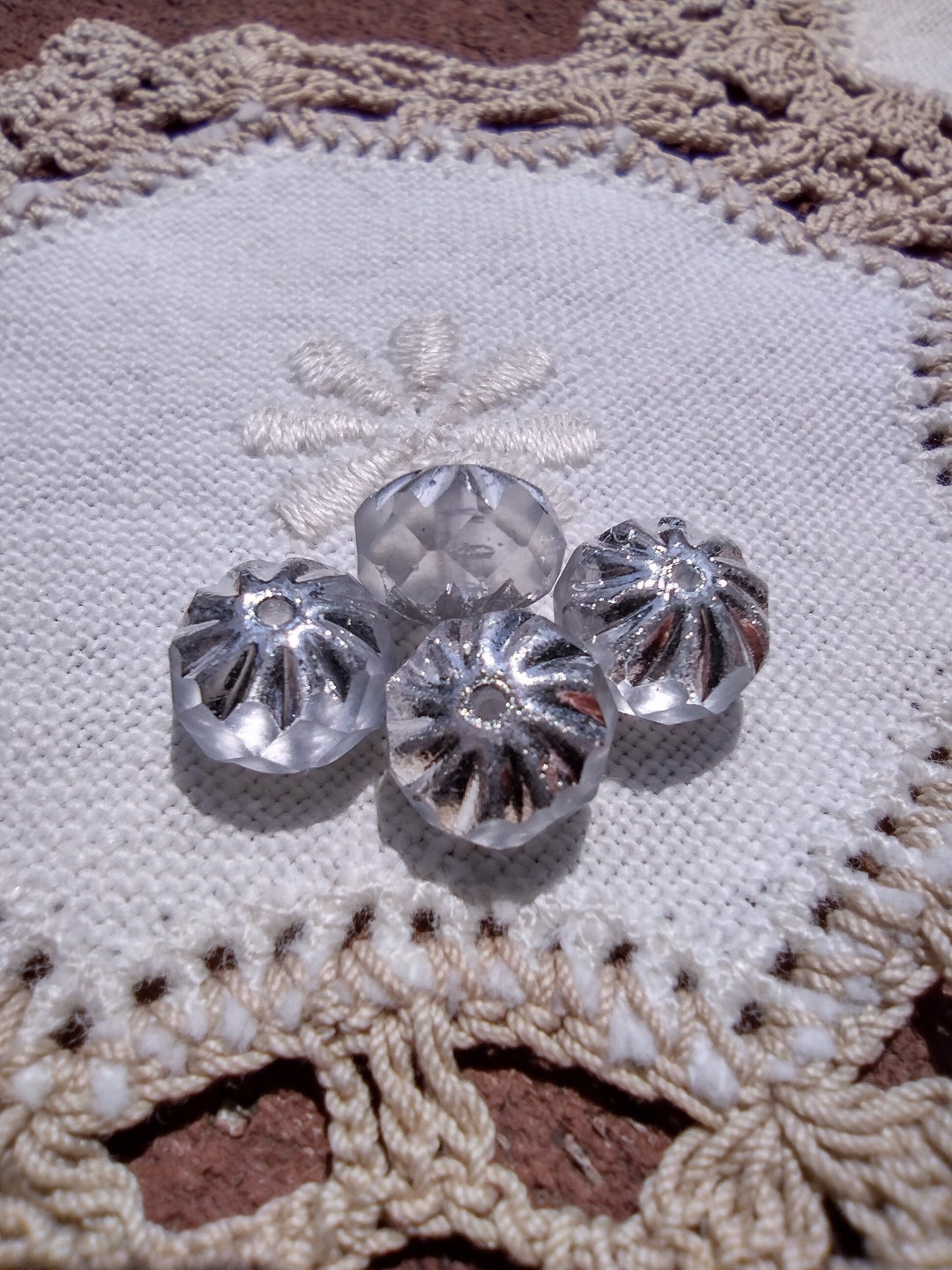 Silver Platinum Frosted Fancy Facets Vintage Czech Glass Beads - Etsy