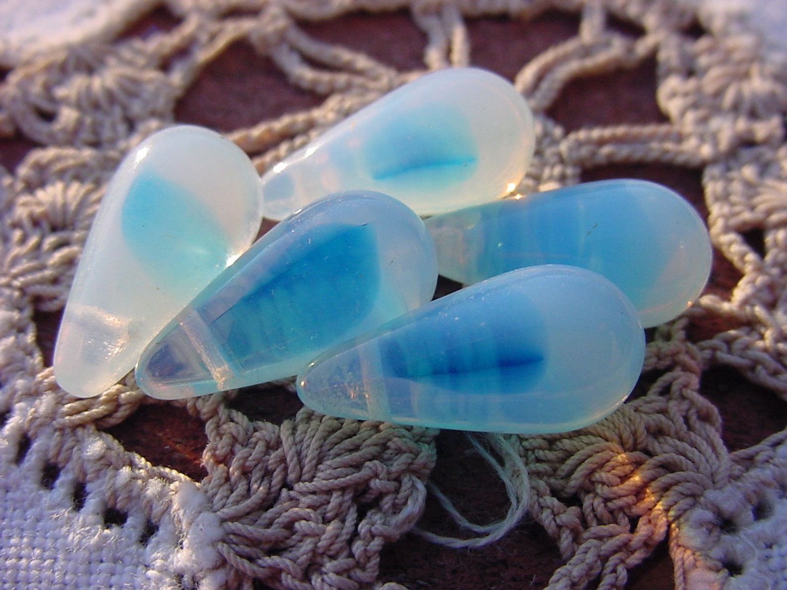 Amazing Azure Blue Opal Opalescent Givre RARE Drops Vintage WG | Etsy